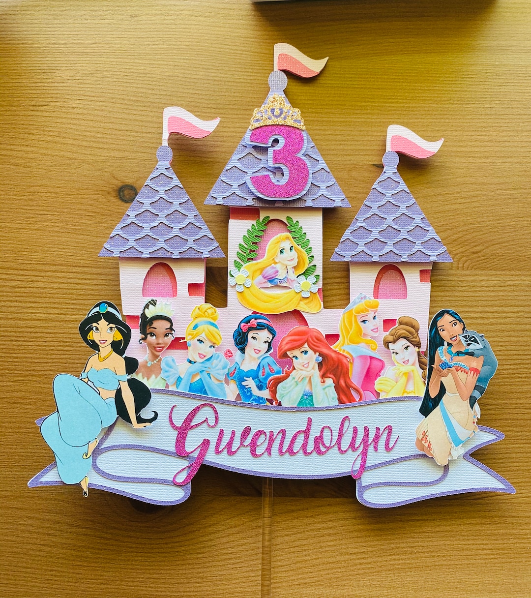 Disney Princess Cake Topper, Personalized Cake Topper,disney Princesses ...