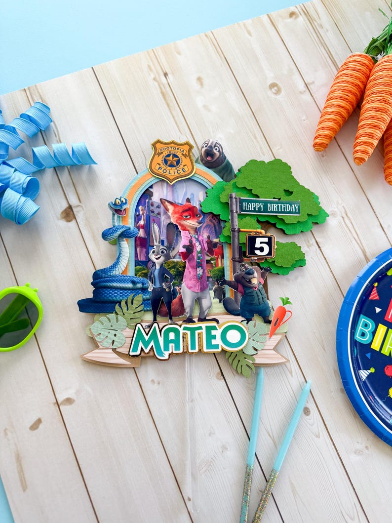 Zootopia Cake Topper, Zootopia 2 Theme Party Decoration, Custom ...