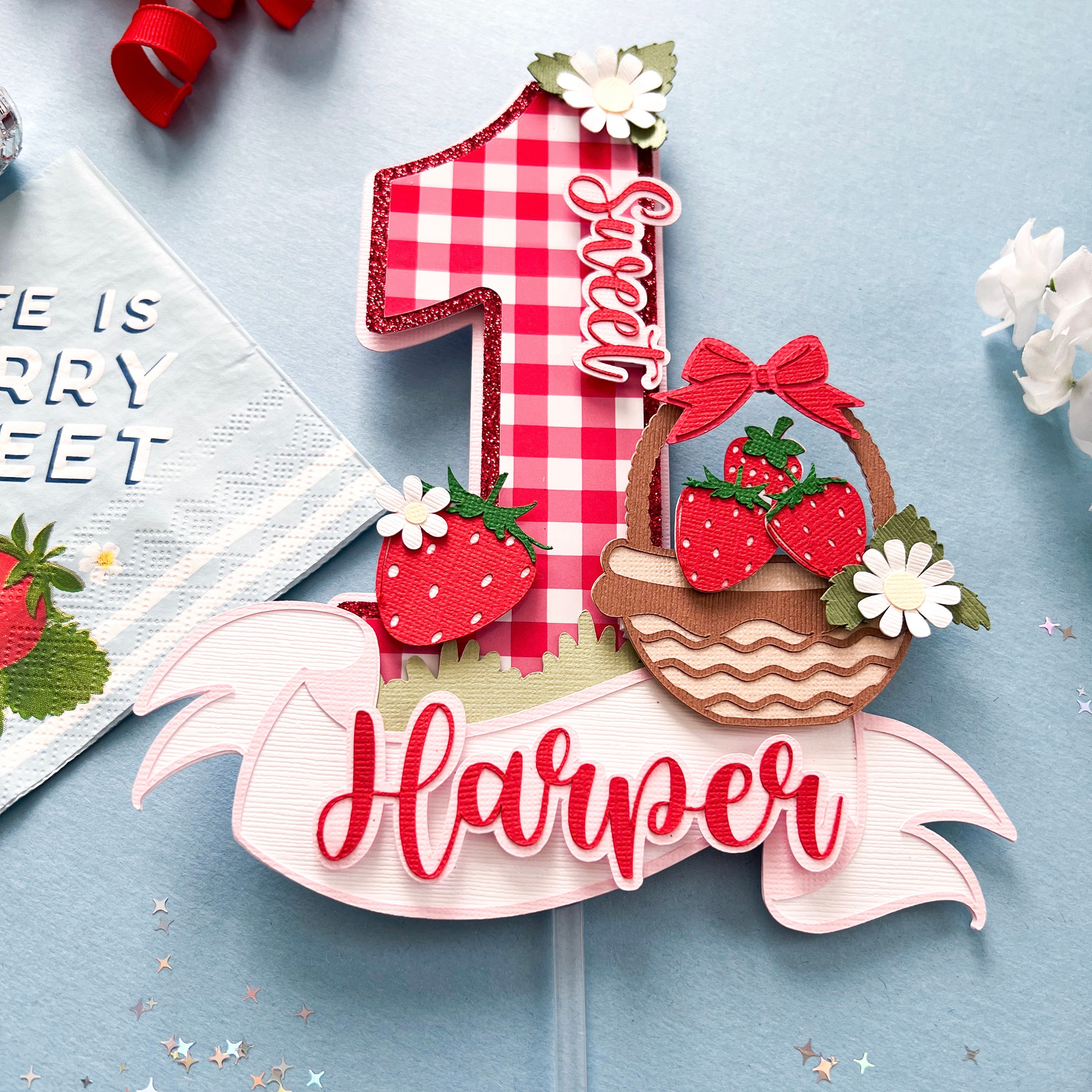 Berry First Birthday Cake Topper: Strawberry Party Decor - Etsy