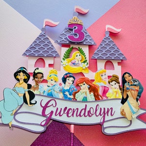 Disney Princess Cake Topper, Personalized Cake Topper,disney Princesses ...