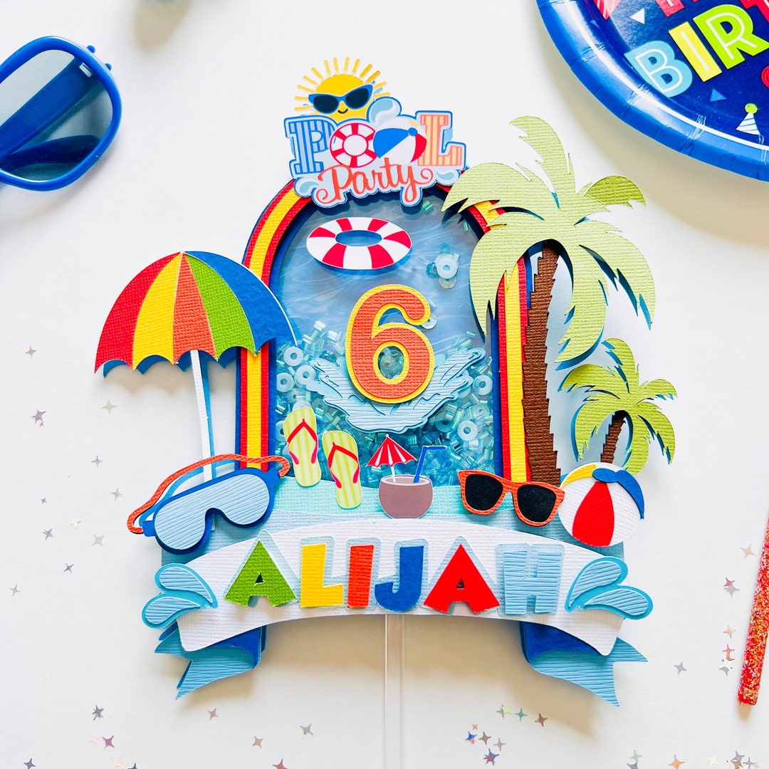 Pool Party Cake Topper, Summer Theme Party, Beach Party Cake Topper ...