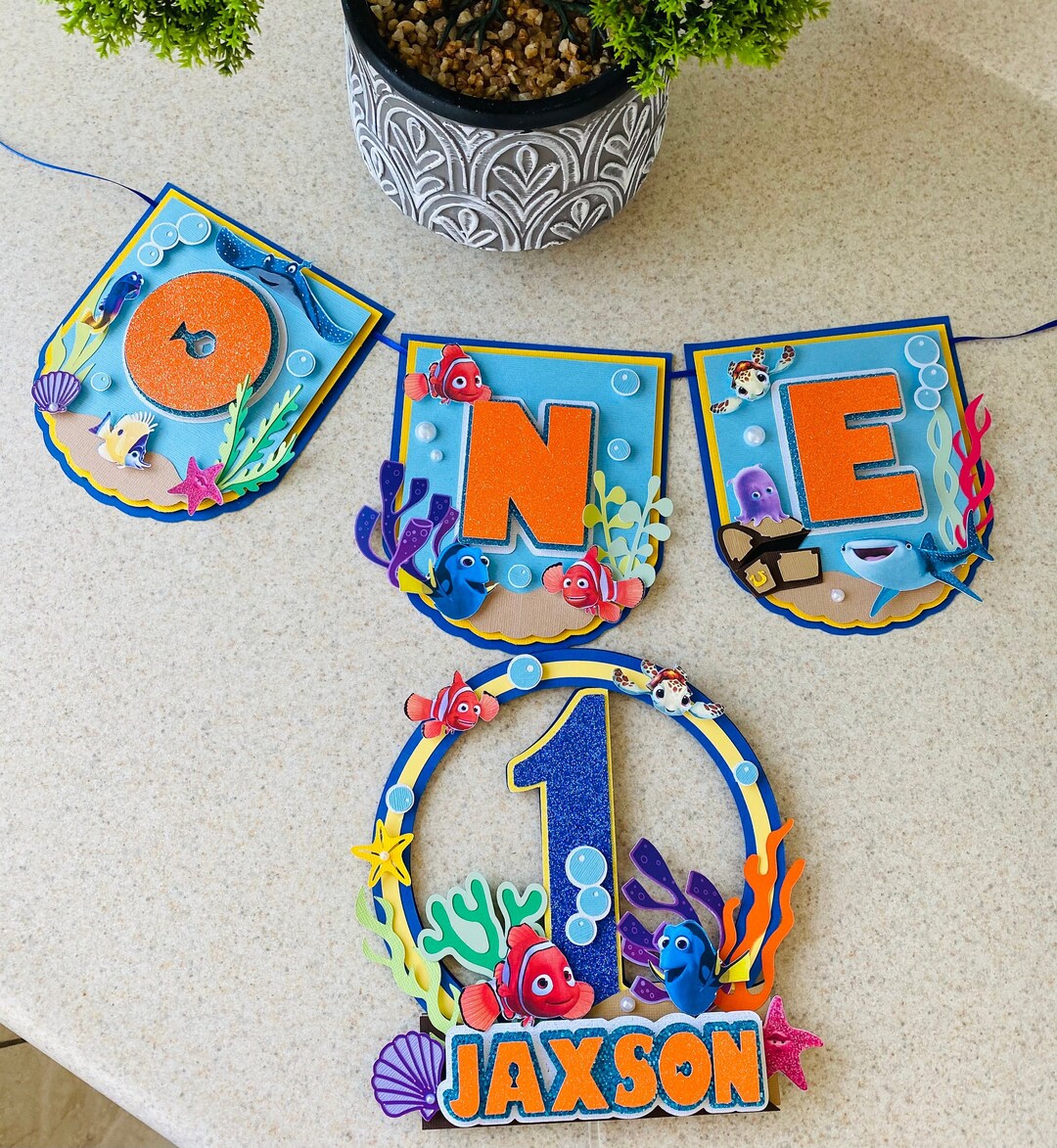 Personalized Finding Nemo Cake Topper & Banner: Birthday Party Decor - Etsy