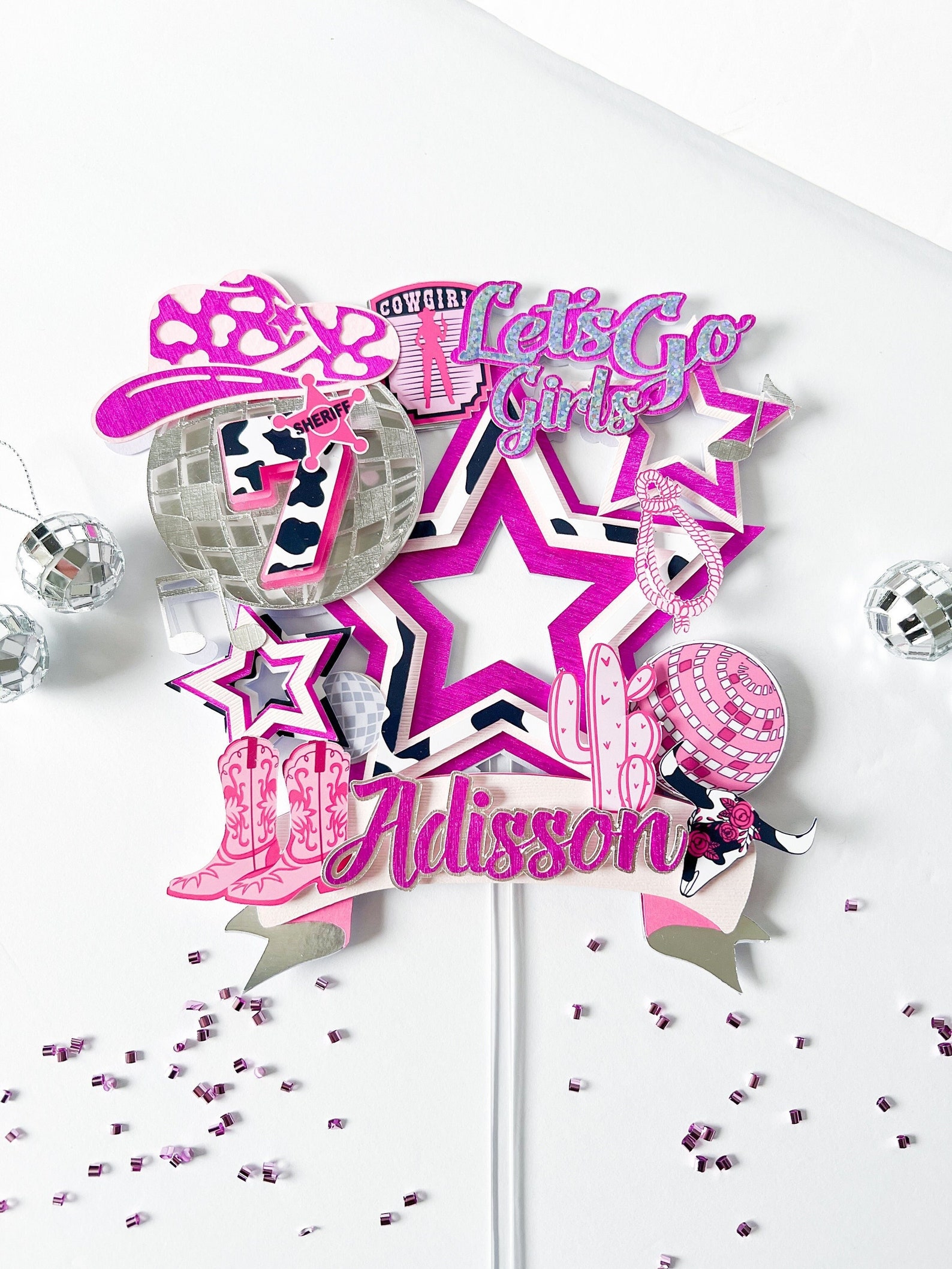 Disco Cowgirl Cake Topper,space Cowgirl,disco Cowgirl Birthday,howdy ...