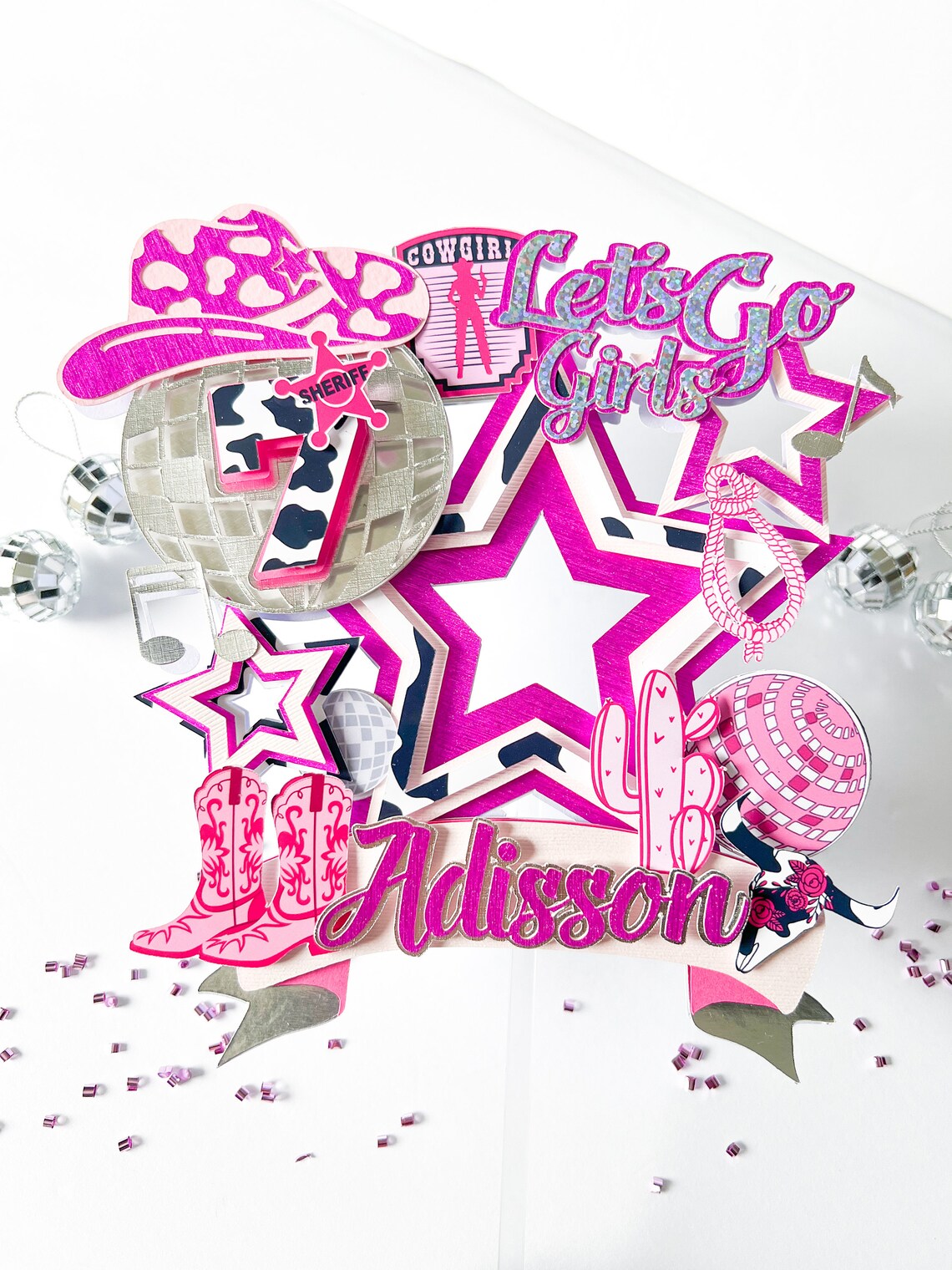 Disco Cowgirl Cake Topper,space Cowgirl,disco Cowgirl Birthday,howdy ...