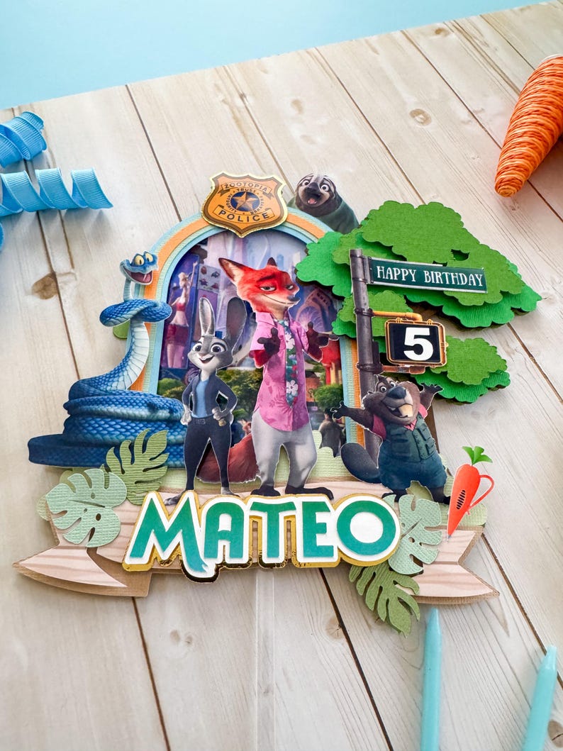 Zootopia Cake Topper, Zootopia 2 Theme Party Decoration, Custom ...