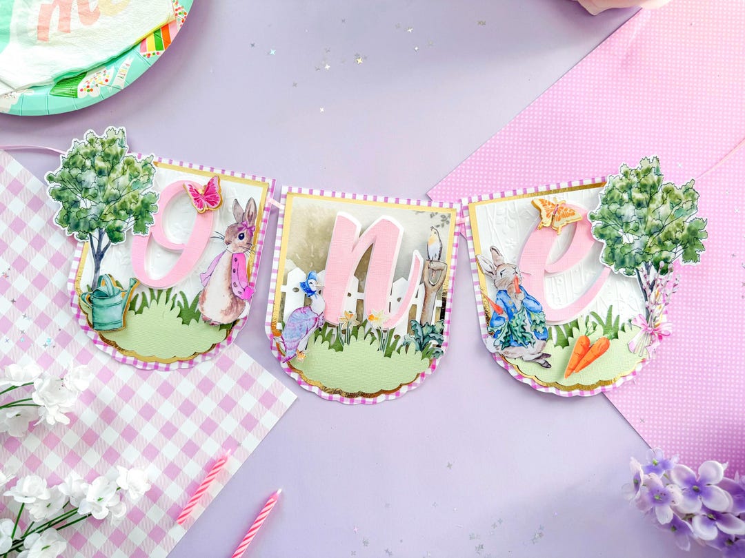 Girl Peter Rabbit Banner, Some Bunny is One Banner, Bunny Theme, Easter ...