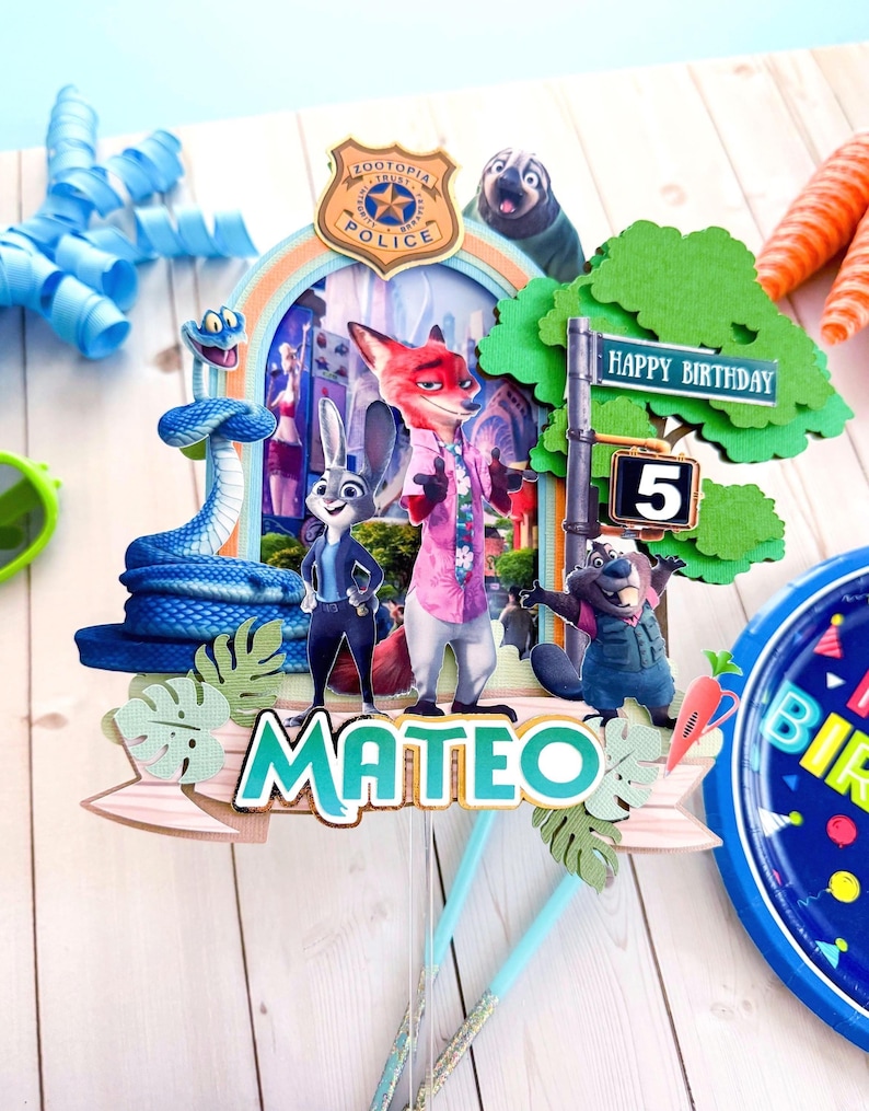 Zootopia Cake Topper, Zootopia 2 Theme Party Decoration, Custom ...
