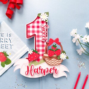 Berry First Birthday Cake Topper: Strawberry Party Decor - Etsy