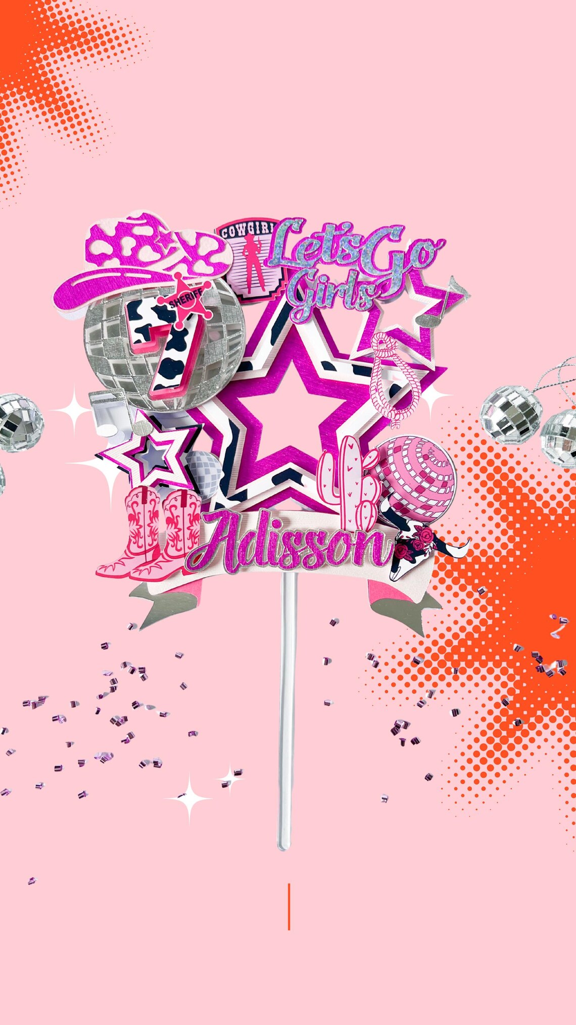 Disco Cowgirl Cake Topper,space Cowgirl,disco Cowgirl Birthday,howdy ...