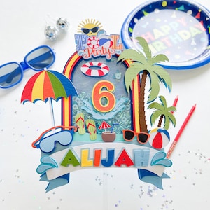 Pool Party Cake Topper, Summer Theme Party, Beach Party Cake Topper ...