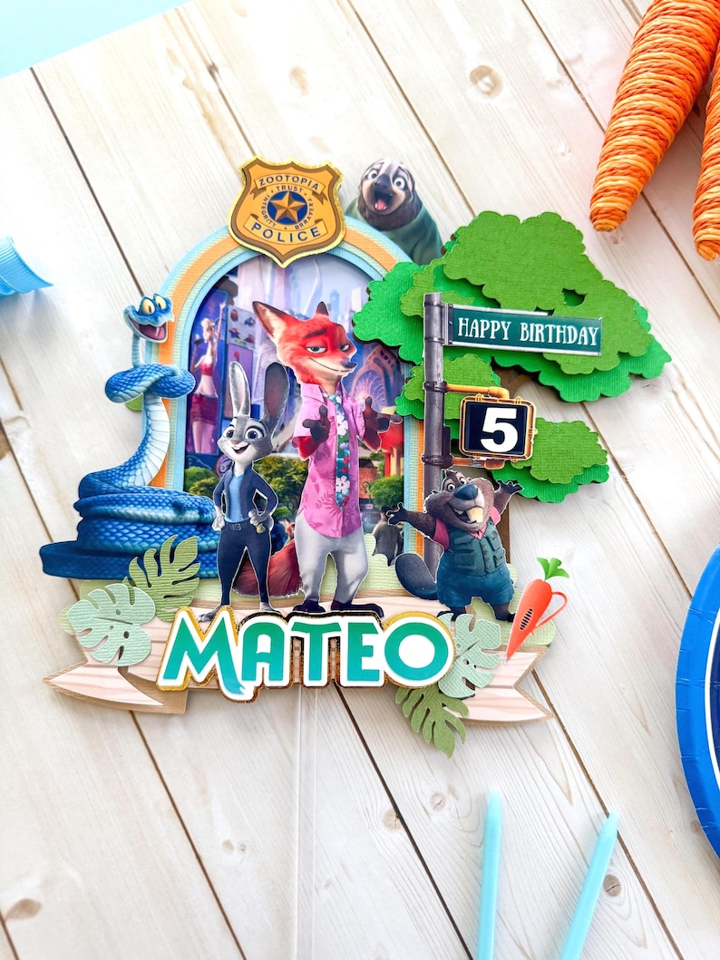 Zootopia Cake Topper, Zootopia 2 Theme Party Decoration, Custom ...