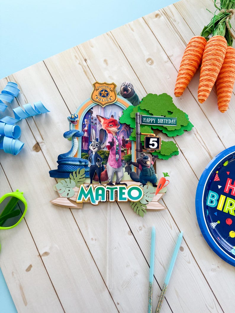 Zootopia Cake Topper, Zootopia 2 Theme Party Decoration, Custom ...