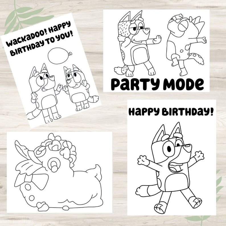 Bluey Bingo Birthday Pack 4 Pack Digital Download Coloring - Etsy