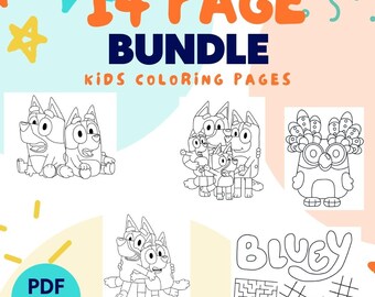 Bluey Bingo Coloring Pages Digital Download 4 Pack Print at Home Bluey ...
