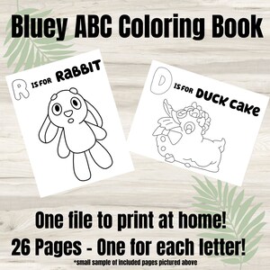 Abcs of Bluey and Bingo Printable Alphabet Coloring Pages Bluey Themed ...