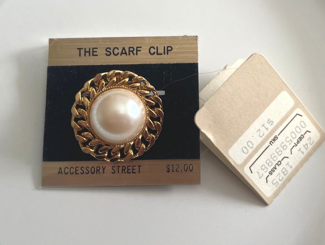 80’s Scarf Clip Made With Goldtone Metal and Faux Pearl - Etsy