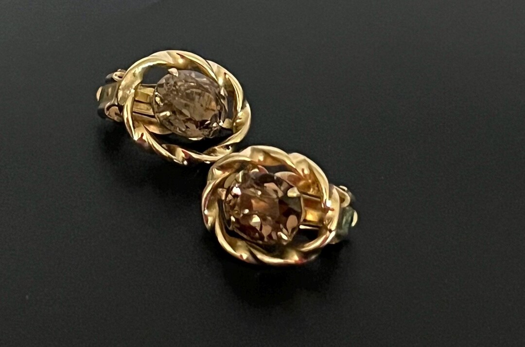 Vintage Signed Winard 12k Gold Filled Smoky Topaz Clip on Earrings - Etsy