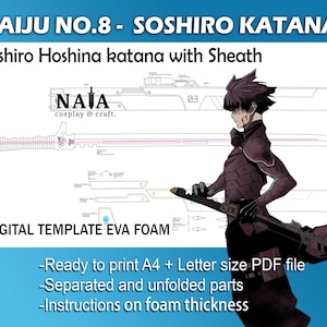 Kaiju Soshiro Hoshina Katana With Sheath SW-1023 Template Pattern PDF for EVA Foam Cosplay Sword ...