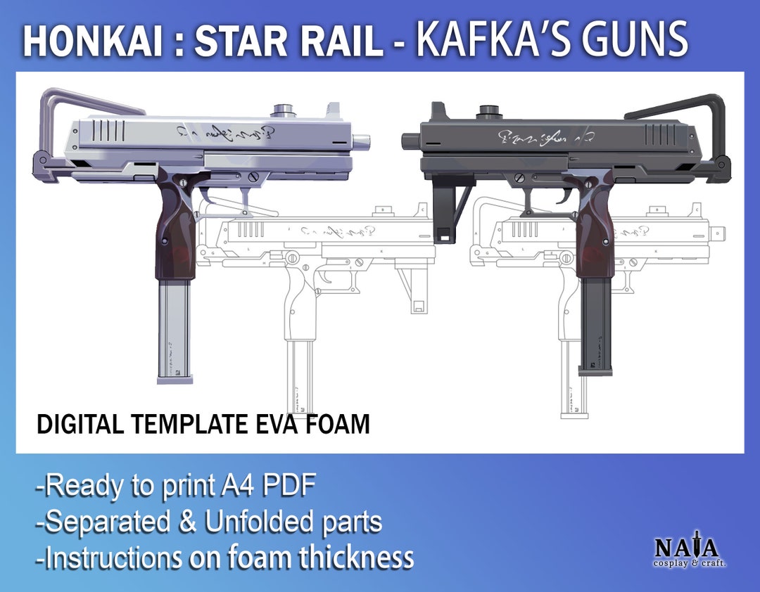 Honkai Star Rail Kafka's Gun Weapon Cosplay Prop Digital DIY Template ...