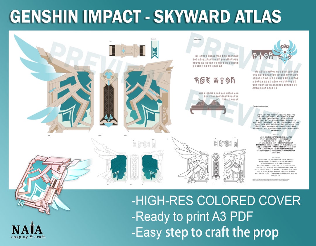 Genshin Impact Cosplay Prop - Skyward Atlas DIY Digital Template ...