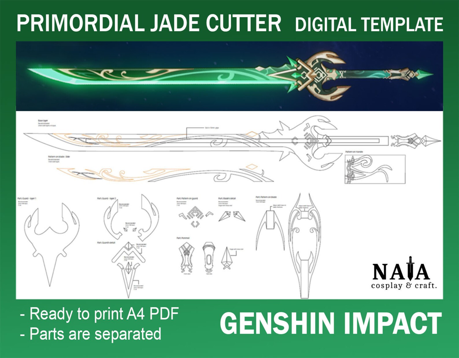 Genshin Impact Cosplay Prop Primordial Jade Cutter Sword - Etsy