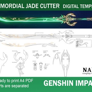 Genshin Impact Cosplay Prop - Primordial Jade Cutter Sword, DIY Digital ...