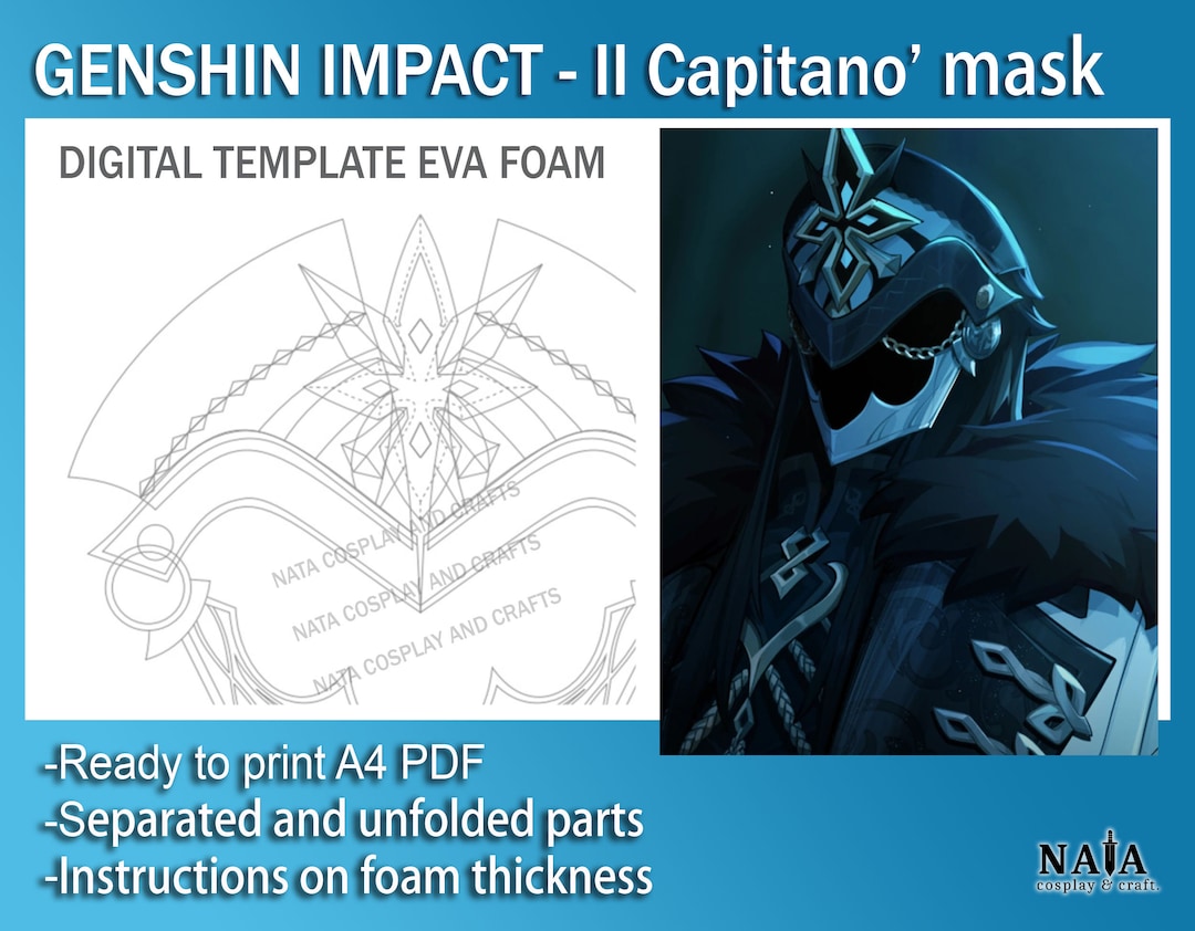 Genshin Impact Cosplay Prop Il Capitano's Mask the Captain Fatui ...