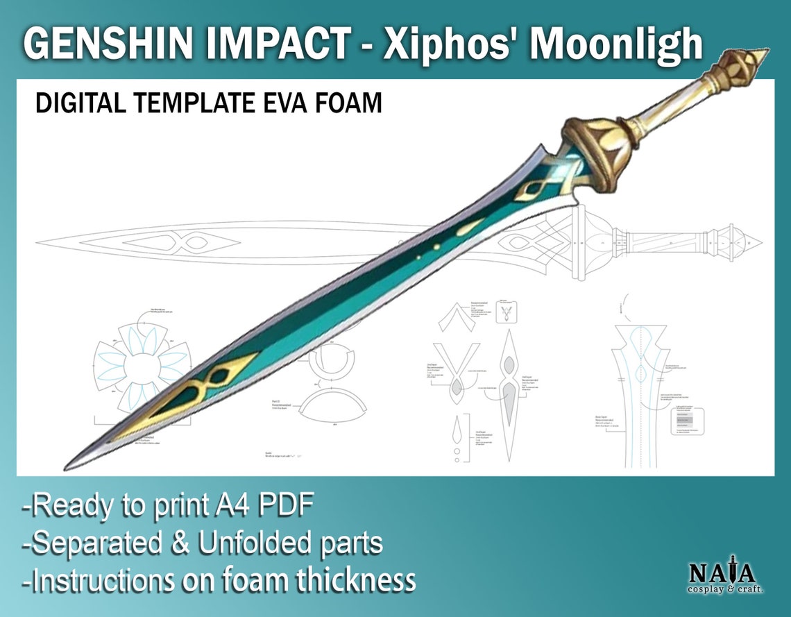 Genshin Impact Cosplay Prop Xiphos' Moonlight Digital DIY - Etsy