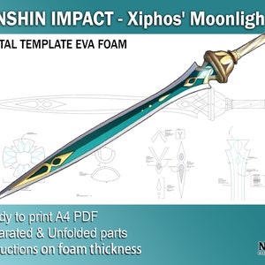 Genshin Impact Cosplay Prop Xiphos' Moonlight Digital DIY Template ...