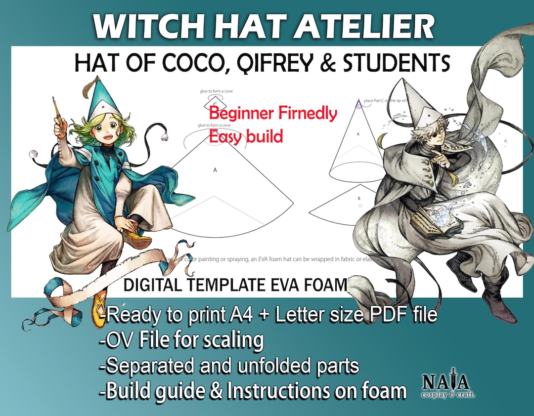 Witch Hat Atelier Coco Qifrey and Student's Hat Cosplay Prop - Digital ...