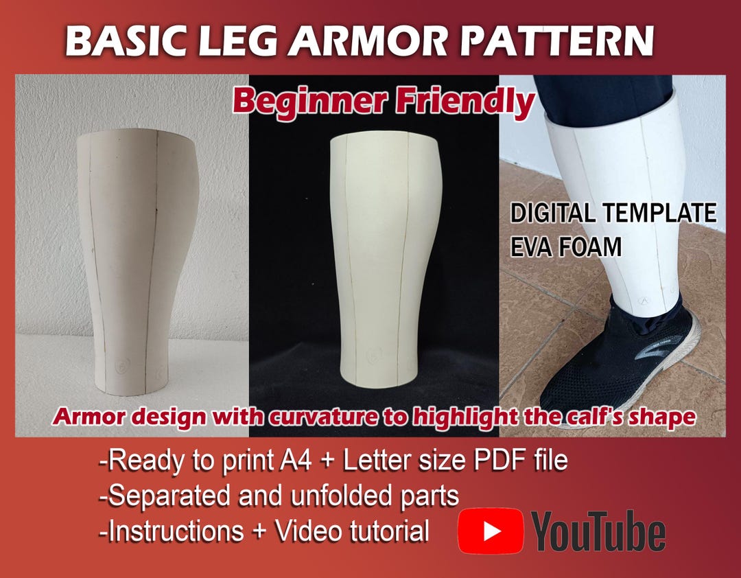 Basic Leg Armor Greaves Cosplay Pattern Template (6 Pieces) - PDF ...
