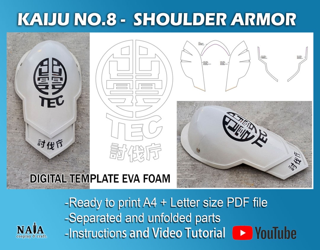 Kaiju No 8 Shoulder Armor Cosplay Prop Template Pattern Blueprint PDF ...