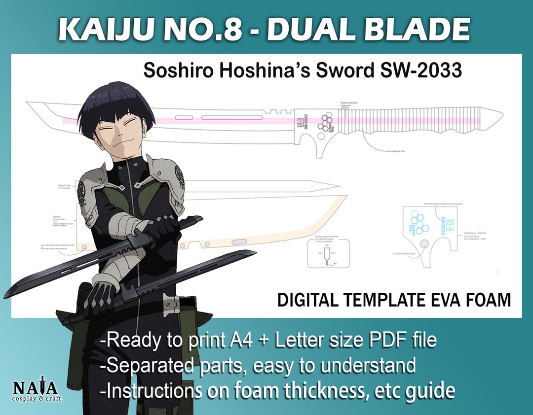 Kaiju Soshiro Hoshina Sword Dual Blade SW-2033 Template Pattern PDF for EVA Foam Cosplay Prop - Etsy