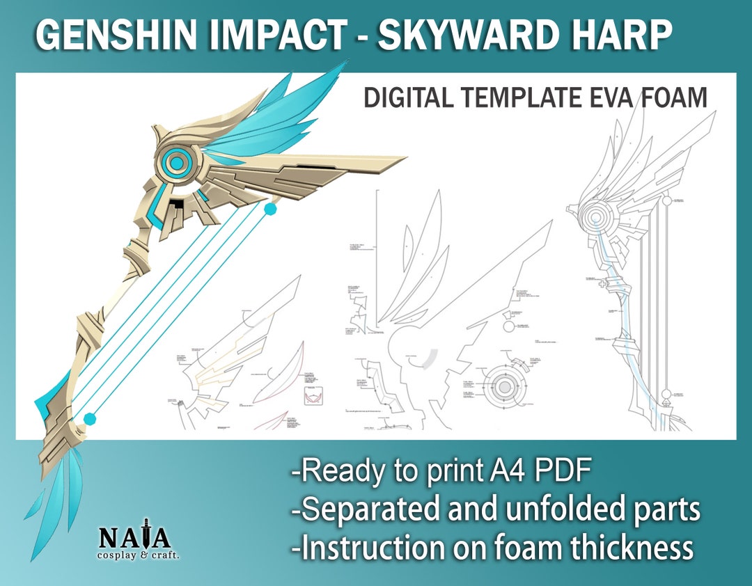 Genshin Impact Cosplay Prop - Skyward Harp Bow Weapon DIY Digital ...