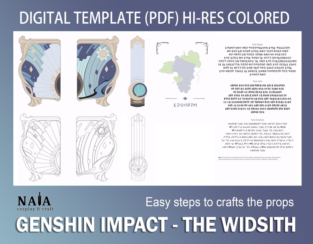 Genshin Impact Cosplay Prop - the Widsith DIY Digital Template Pattern ...