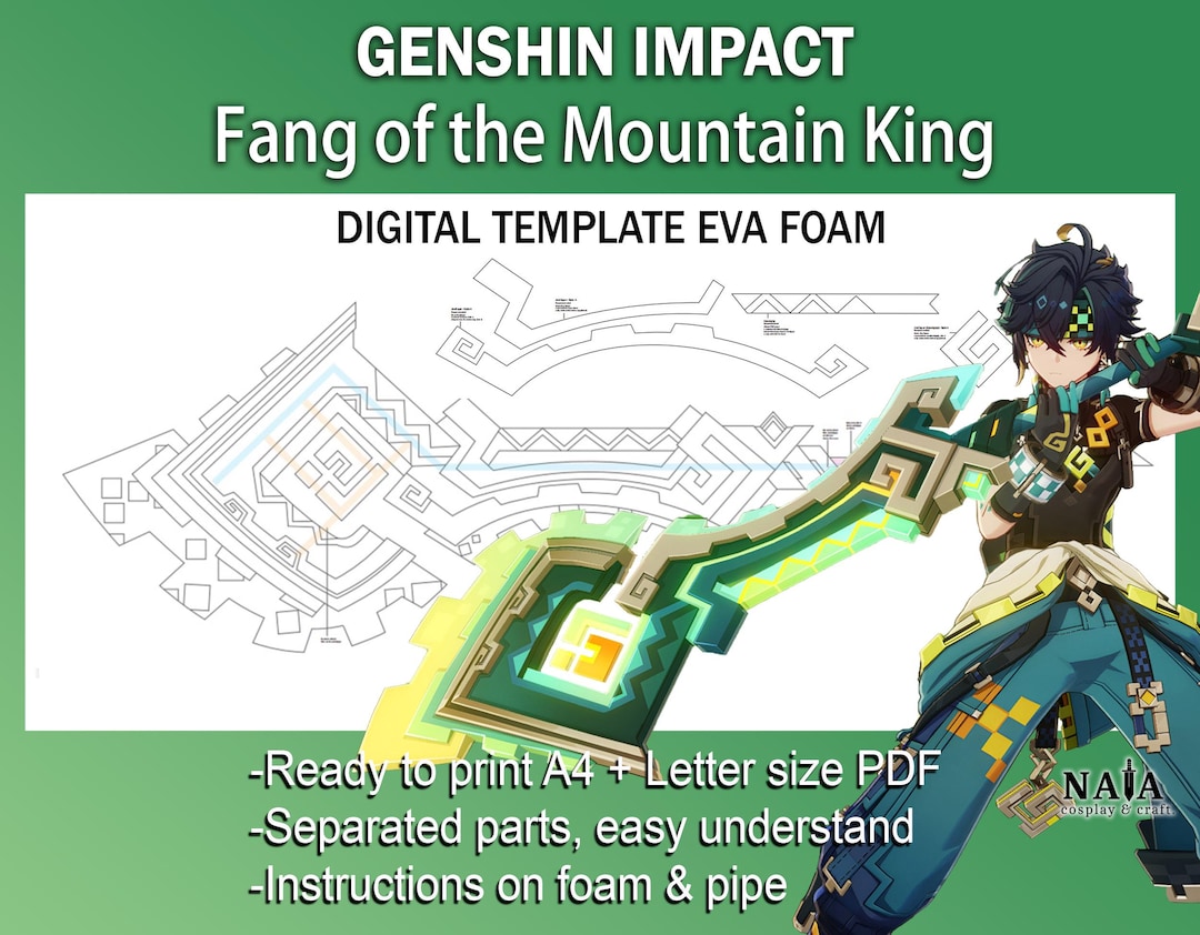 Fang of the Mountain King Claymore Cosplay Prop Genshin Impact Digital ...