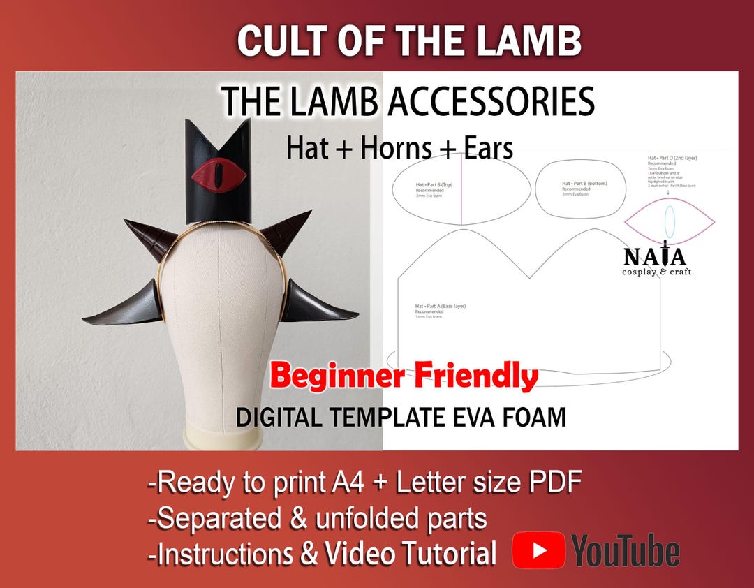 Cult of the Lamb Cosplay Accessories Template Pattern PDF for EVA Foam ...