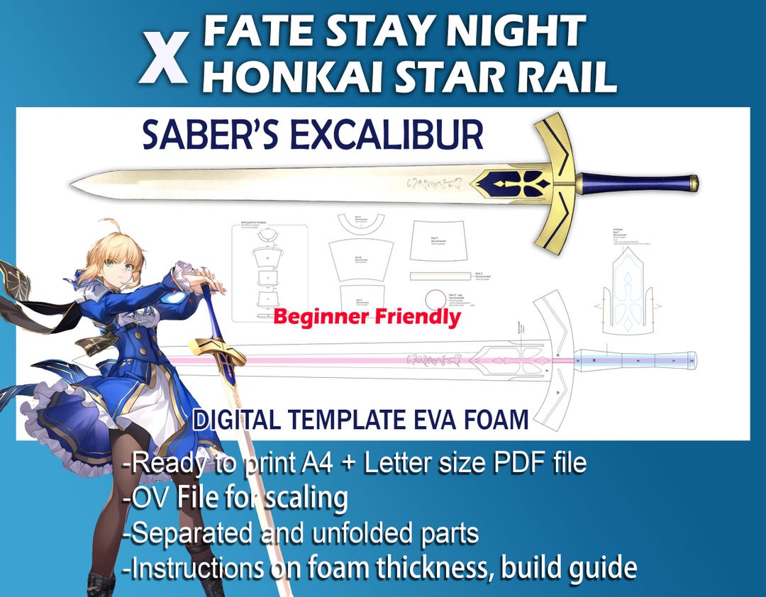 Fate Stay Night X Honkai Star Rail Saber Excalibur Cosplay Prop - DIY ...