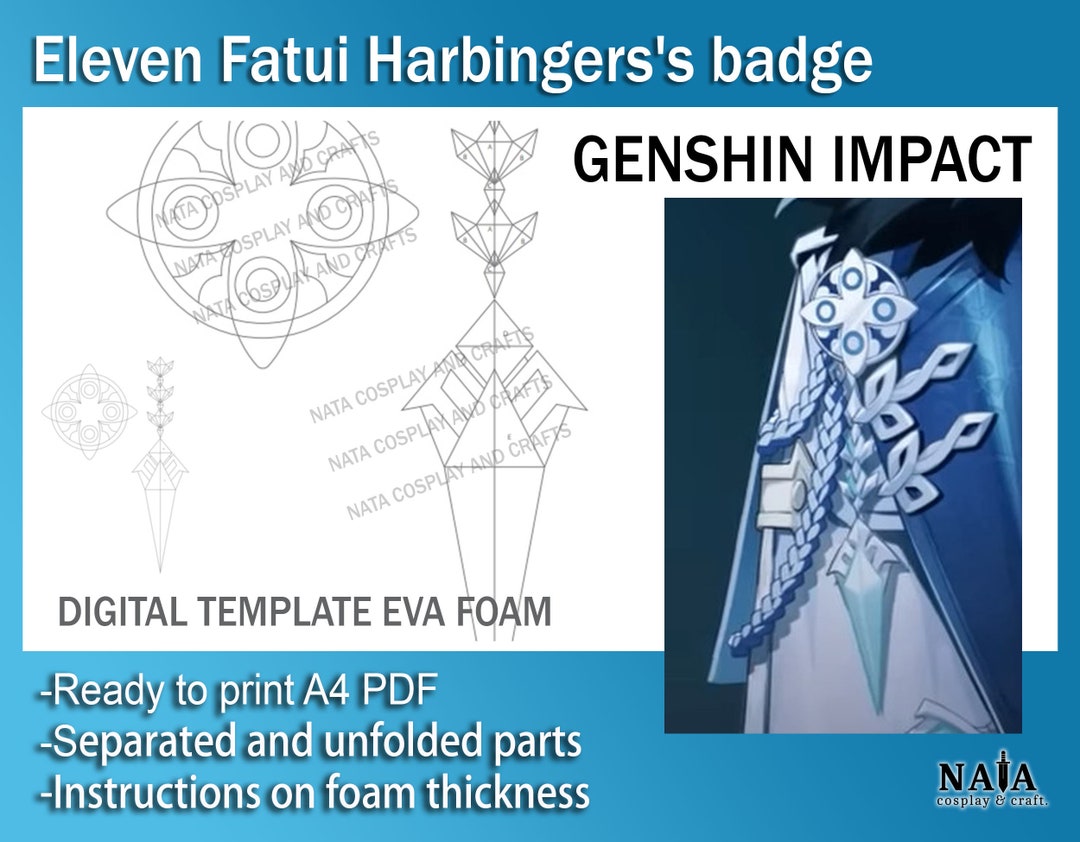 Genshin Impact Cosplay Prop Eleven Fatui Harbingers's Badge DIY Digital ...