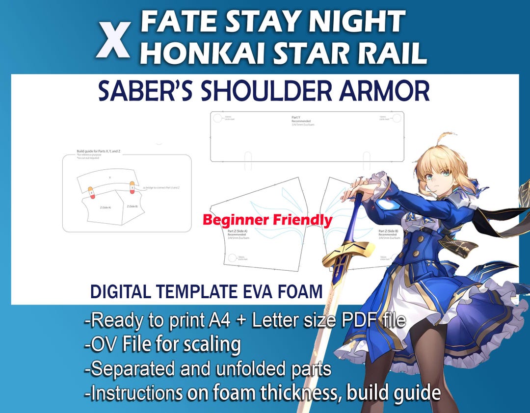 Fate Stay Night X Honkai Star Rail Saber Shoulder Armor Cosplay Prop ...