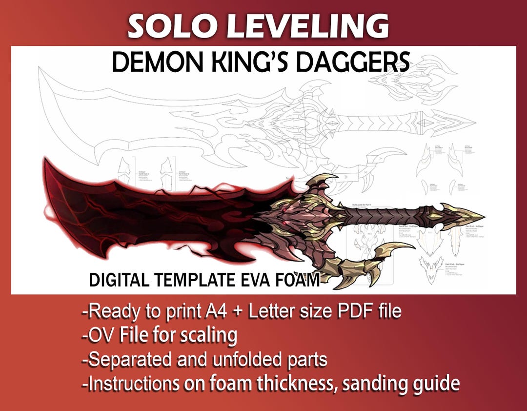 Solo Leveling Arise Demon King Dagger Cosplay Prop - Digital PDF ...