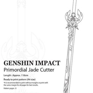 Genshin Impact Cosplay Prop Primordial Jade Cutter Sword, DIY Digital ...