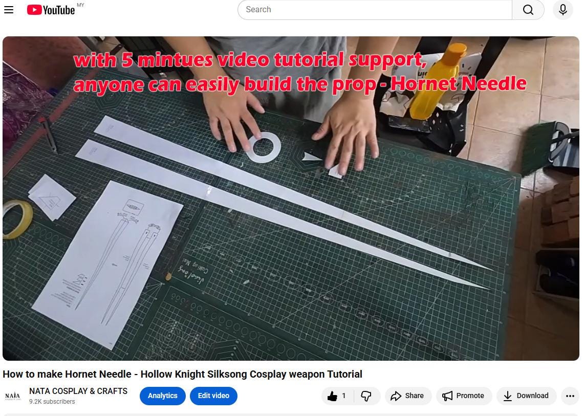 Silksong Hornet Needle - Hollow Knight Weapon Cosplay Template Pattern ...