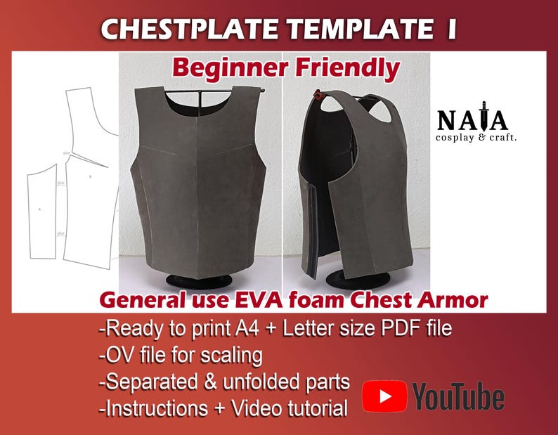 Basic Chest Armor Chest Plate Cosplay Pattern Template - Simple Build ...