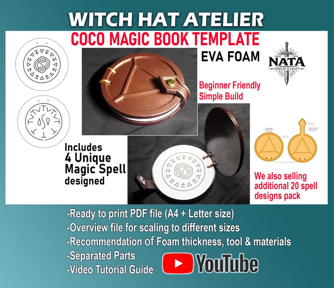Witch Hat Atelier Magic Spell Book Palm Quire Template - Cosplay Prop ...