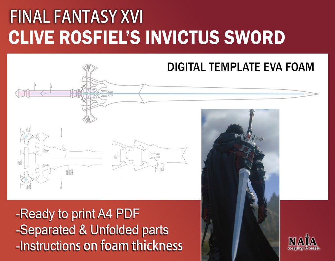 Final Fantasy XVI 16 - Clive Rosfield's Invictus Sword Weapon Cosplay ...