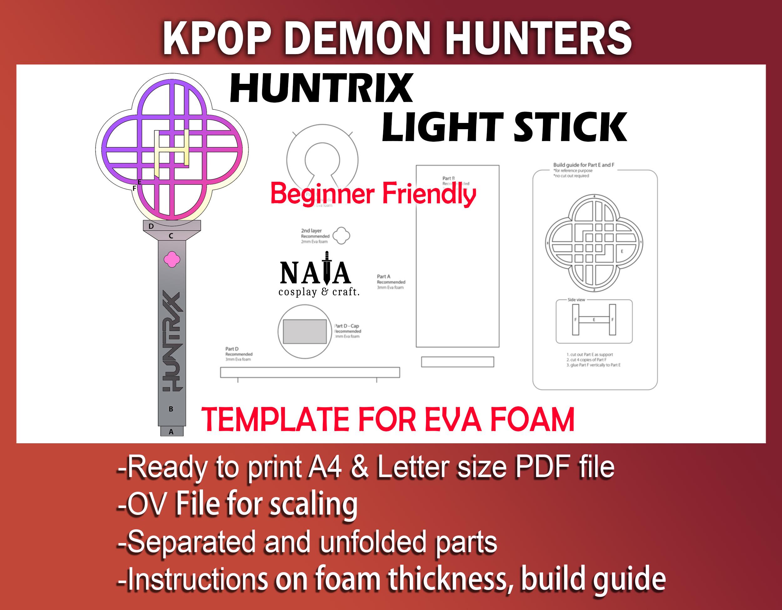 Huntrix Light Stick Demon Hunters Cosplay - Digital PDF Template ...