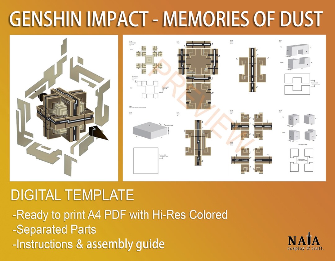 Genshin Impact Cosplay Prop Memory of Dust, DIY Digital Template ...
