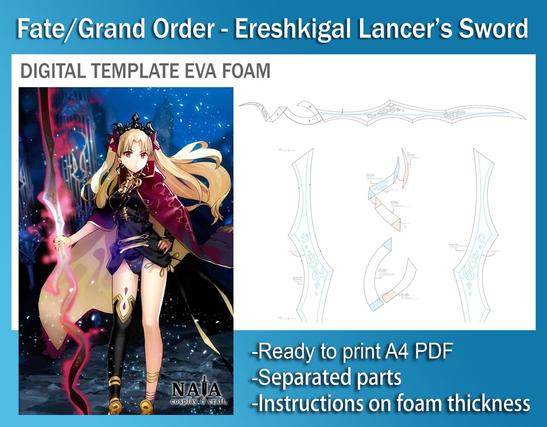 Fate Grand Order Ereshkigal Lancer Sword DIY Digital Template Pattern ...