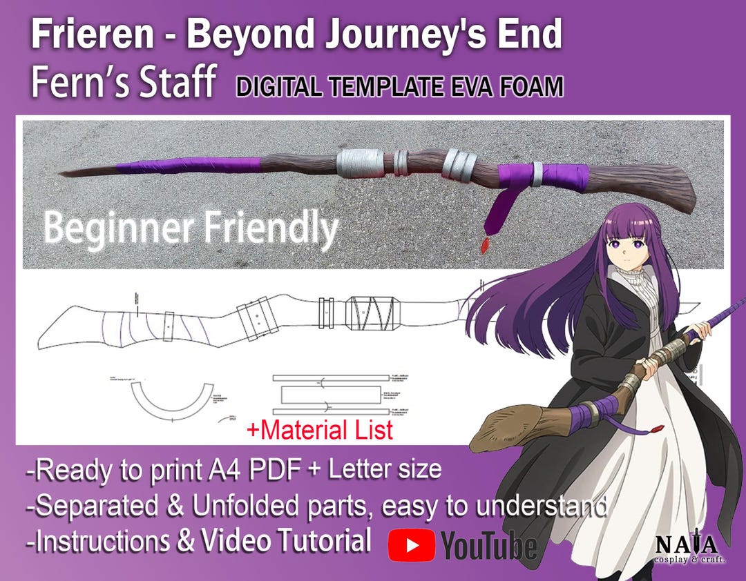 Fern's Staff - Beyond Journey's End Cosplay Template Pattern Blueprint ...